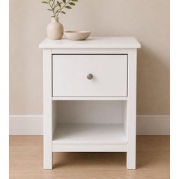 Nachtkommode Inter Link, B:47cm H:66cm T:39,5cm, wei&szlig;, Massivholz, Sideboards, "Pinora, Kiefer Massivholz, Weiss, 1 Schublade, 47 x 39,5 x 66 cm",