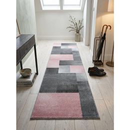 KADIMA DESIGN Kurzflorteppich SOLDA, kariert, Rosa, 80 x 250 cm