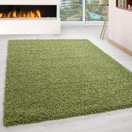 KADIMA DESIGN Hochflorteppich RHEIN, einfarbig, Gr&uuml;n, 120 x 170 cm