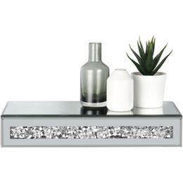 Wandregal, B:30cm H:5,5cm T:15cm, silber, Mirrors and More, Glas, Wohnzimmer, Regale, "Glitty", Dekoratives Regal