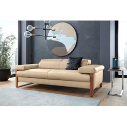 2-Sitzer W.Schillig, B:210cm H:71cm T:106cm, beige, Flachgewebe S22 (100% Polyester);Stoff S37 (100% Polyester);Longlife Xtra-Leder Z59: Glattleder
