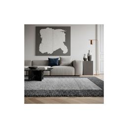 KADIMA DESIGN Hochflorteppich RHEIN, mit Bord&uuml;re, Grau, 300 x 400 cm