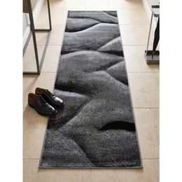 KADIMA DESIGN Kurzflorteppich SOLDA, mit Farbverlauf, Schwarz, 80 x 150 cm