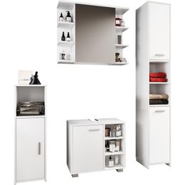 Vcm 4-tlg. Badm&ouml;belset Badm&ouml;bel Set aus Unterschrank, Midischrank, Hochschrank und Spiegelschrank Badezimmerm&ouml;bel - Zalo I