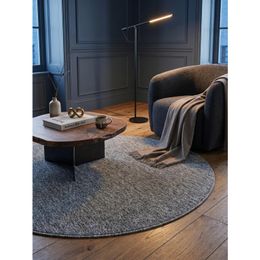 KADIMA DESIGN Kurzflorteppich AMMER, einfarbig, Grau, &Oslash; 120 cm