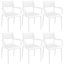 CLP 6er Set Gartenst&uuml;hle mit Armlehnen Paris , wetterfeste Kunststoffst&uuml;hle stapelbar, Outdoorstuhl UV-best&auml;ndig bis 160 kg belastbar
