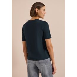 Cecil Damen T-Shirtdeep petrol blau, Gr. XXL, unifarben, Web, 100% Baumwolle, Shirts, mit Flammgarn