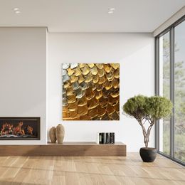 Acrylglasbild queence, B:30cm H:30cm T:1,5cm, gold, Acrylglas, Bilder, "Goldene Schlangenhaut", HD Premium Kunstdruck in Galeriequalit&auml;t