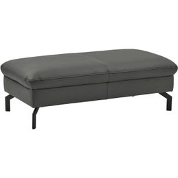 Hocker DIE PLANBAR, B:127cm H:45cm T:65cm, grau, Wohnzimmer, Hocker, "PN-EM20028", hochwertiges Glattleder, stylische Metallf&uuml;&szlig;e