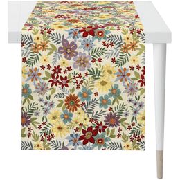 Tischdecke Apelt, B:48cm L:140cm, bunt, Obermaterial: 75% Baumwolle, 25% Polyester, Tischdecken, "7000", Streublumen all-over