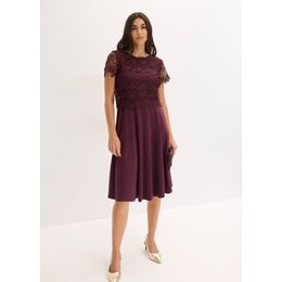 bonprix Midikleid mit Spitze, rot, Gr.40, Elegant und feminin: Midi-Kleid mit Spitzen-Oberteil und ausgestelltem Rock