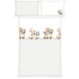 Babybettw&auml;sche Baby Best, wei&szlig;, Flanell, Obermaterial: 100% Baumwolle, Bettw&auml;sche, "babybest Adventure Buddies"