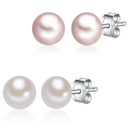 Lulu & Jane LULU & JANE Damen Paar Ohrstecker "Set: LJ270", 6,0 - 7,0mm, Silber 925 (Sterlingsilber), rosa, Silber 925 (Sterlingsilber), Ohrringe, Sterling Silber