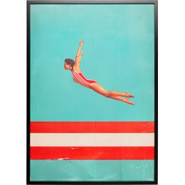 KARE DESIGN Bild mit Rahmen "Gerahmtes Bild Jumping Girl 103x73cm", B/H/T: 72,8cm x 102,8cm x 3,2cm, Hochformat, bunt, Wohnzimmer, Bilder,