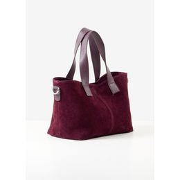 bonprix Handtasche aus Veloursleder, rot, Gr.23x40 cm, Velourslederhandtasche mit herausnehmbarer Innentasche, aus Veloursleder