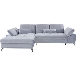 Ecksofa OTTO HOME, B:301cm H:89cm T:176cm, grau, 100% Polyester;Samtoptik (100% Polyester), Wohnzimmer, Sofas, "Costello L-Form, B: 301cm, Sitztiefen
