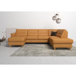 Wohnlandschaft Home Affaire, B:308cm H:89cm T:212cm, gelb, Luxus-Microfaser (100% Polyester);Struktur (100% Polyester);Luxus-Microfaser in Lederoptik