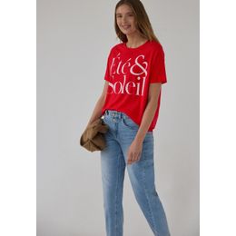 Damen Print-Shirtchili rot, Gr. 36, STREET ONE STUDIO, bedruckt, Stoff, 50% Modal, 50% Baumwolle, Shirts, mit Rundhalsausschnitt