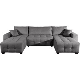 Wohnlandschaft OTTO HOME, B:314cm T:162cm, grau, 100%Polyester, Sofas, "Bella U-Form, B: 314 cm, inkl. Schlaffunktion", inkl. Bettkasten,