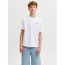 Jack & Jones Kinder T-Shirt "JJLEMON TEE SS CREW NECK JNR", wei&szlig;, Gr. 176, JACK & JONES JUNIOR, bedruckt, Single Jersey, Obermaterial: 100% Baumwolle, Shirts, mit
