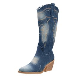 Salinyang Cowboy Boots female size 41 Beige / Dark blue