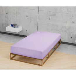 Spannbettlaken Biberna, L:200cm, lila, Biber, Obermaterial: 100% Baumwolle, Bettlaken, "Biber in Gr. 90x200, 140x200 oder 180x200 cm", aus Baumwolle,