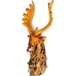 Skulptur Gilde, B:17cm H:38cm T:17cm, orange, Glas, Wohnzimmer, Dekofiguren, "Figur Elch Elke orange", Elch Tierfigur Glasfigur Designobjekt