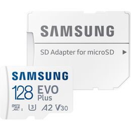 Samsung Speicherkarte "EVO Plus (2024) inkl. SD-Adapter", 128 GB, wei&szlig;, Speicherkarten