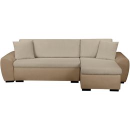 Ecksofa OTTO HOME, B:240cm H:76cm T:51cmbraun, Wohnzimmer, Sofas, "KIVELLA Cord-Struktur, L-Form, 240 cm", Schlaffunktion(146/240), Bettkasten,