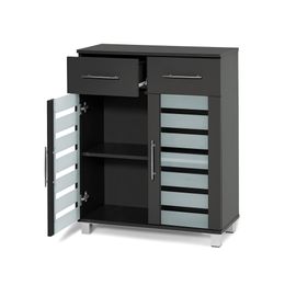 bonprix Badezimmer Schrank, grau, Gr.85x68 cm, Trendig und praktisch: der 2-t&uuml;rige Badezimmer Schrank mit 2 Schubladen