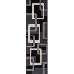 Teppich OTTO HOME, B:67cm H:13mm L:230cm, schwarz, Kunstfaser, Wohnzimmer, Teppiche, "Maxim", Hoch-Tief-Effekt, Kurzflor, 3D-Design, Kundenliebling