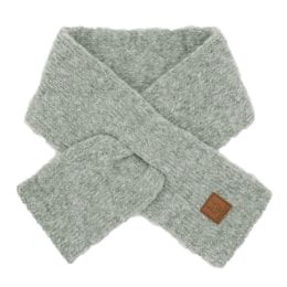 MaxiMo M&auml;dchen Strickschal, grau, meliert, Strick, Materialmix, Modet&uuml;cher, Steckschlaufe, 8 x 60 cm, weich, w&auml;rmend, bequem, basic