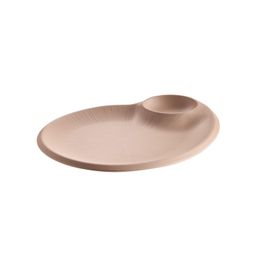 APS Teller "NERO, Melamin", 9cm, beige, Speiseteller, Melamin-Teller integriertes Dipsch&auml;lchenstapelbar