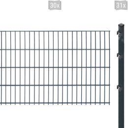 Arvotec Doppelstabmattenzaun "ESSENTIAL 83 zum Einbetonieren", H/L: 83cm x 60m, Pfosten: 31 Stk., grau, Zaunelemente, Zaunh&ouml;he 83 cm, Zaunl&auml;nge 2 -