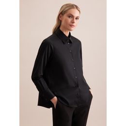 Seidensticker Damen Hemdbluse, schwarz, Gr. 42, unifarben, 97% Baumwolle, 3% Elasthan, Blusen, 1/1 Kragen Uni
