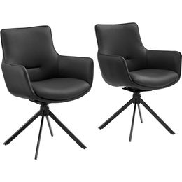Drehstuhl OTTO HOME, B:60cm H:86cm T:64cmschwarz, Esszimmer, St&uuml;hle, Naturleder Bezug, 360 drehbares Gestell aus Eisen
