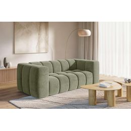 3-Sitzer, B:217cm H:75cm T:100cm, gr&uuml;n, HOMSY BY ANA JOHNSON, 100% Polyester, Sofas, "&raquo;L&laquo; BOUBELLE Design-Sofa, Bubble-Optik, Breite 217 cm", hoher
