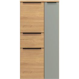 Midischrank Welltime, B:65cm H:130cm T:35cm, braun, MDF, Badezimmer, Schr&auml;nke, "MAILAND, Softclose-Auszug, ged&auml;mpfte Scharniere, hochwertiges MDF",