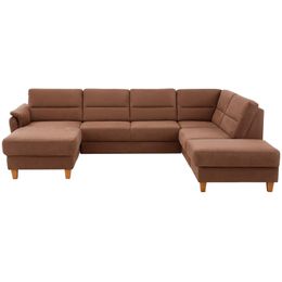 Wohnlandschaft Home Affaire, B:308cm H:89cm T:212cm, braun, 100% Polyester;Struktur (100% Polyester);Luxus-Microfaser in Lederoptik (100% Polyester),