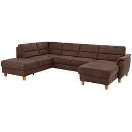 Wohnlandschaft Home Affaire, B:308cm H:89cm T:212cm, braun, 100% Polyester;Struktur (100% Polyester);Luxus-Microfaser in Lederoptik (100% Polyester),