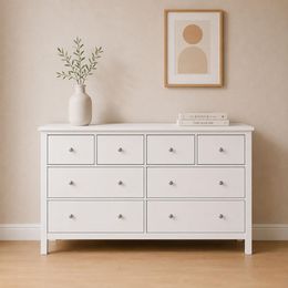 Schubkastenkommode Inter Link, B:160cm H:96cm T:39,5cm, wei&szlig;, Massivholz, Sideboards, "Pinora, Kiefer Massivholz, Weiss, 160 x 39,50 x 96 cm, viel