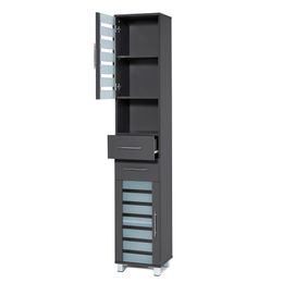 bonprix Badezimmer Hochschrank, grau, Gr.185x34 cm, F&uuml;r mehr Ordnung im Bad sorgt der schmale Badezimmer Hochschrank "Ted".