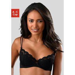 s.Oliver Damen Push-up-BH "Spitzen-BH, Dirndl-BH", Gr. 80, schwarz, Spitze, Obermaterial: 60% Polyamid, 35% Polyester, 5% Elasthan, BHs, mit kleiner