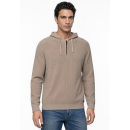 Street One MEN Herren Kapuzenpulloverantique beige, Gr. S, unifarben, Web, 90% Baumwolle, 10% Polyamid, Pullover, mit Kapuze