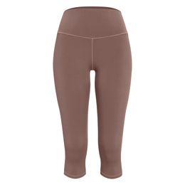 active by Lascana LASCANA ACTIVE Damen Caprileggings, braun, Gr. S, unifarben, Obermaterial: 81% Polyamid, 19% Elasthan, Hosen, mit Shaping-Eins&auml;tzen