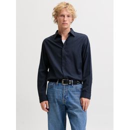 Jack & Jones JACK & JONES Herren Langarmhemd "JJEFIELD MELANGE SHIRT LS SN", schwarz, Gr. M, meliert, unifarben, Web, Obermaterial: 100% Baumwolle, Hemden,
