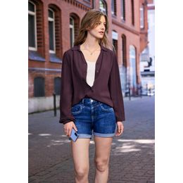 Damen Langarmbluse, braun, Gr. 46, STREET ONE STUDIO, unifarben, Stoff, 100% Viskose, Blusen, aus softer Viskose