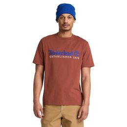 Timberland Herren T-Shirt "ESTABLISHED 1973 - SS Embroidered Tee", braun, Gr. M, Jersey, Obermaterial: 100% Baumwolle, Shirts, Kurzarm, mit