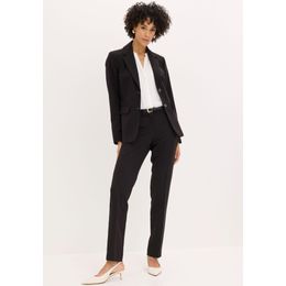 bonprix Damen Hosenanzug "Hosenanzug 2-tlg", schwarz, Gr. 40, gepflegt, unifarben, Web, Obermaterial: 80% Polyester, 15% Viskose, 5% Elasthan.