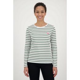 Freequent Damen Langarmshirt "FQFAMILA-TEE", gr&uuml;n, Gr. XL, bestickt, geringelt, gestreift, Jersey, Obermaterial: 100% Baumwolle, Shirts, im